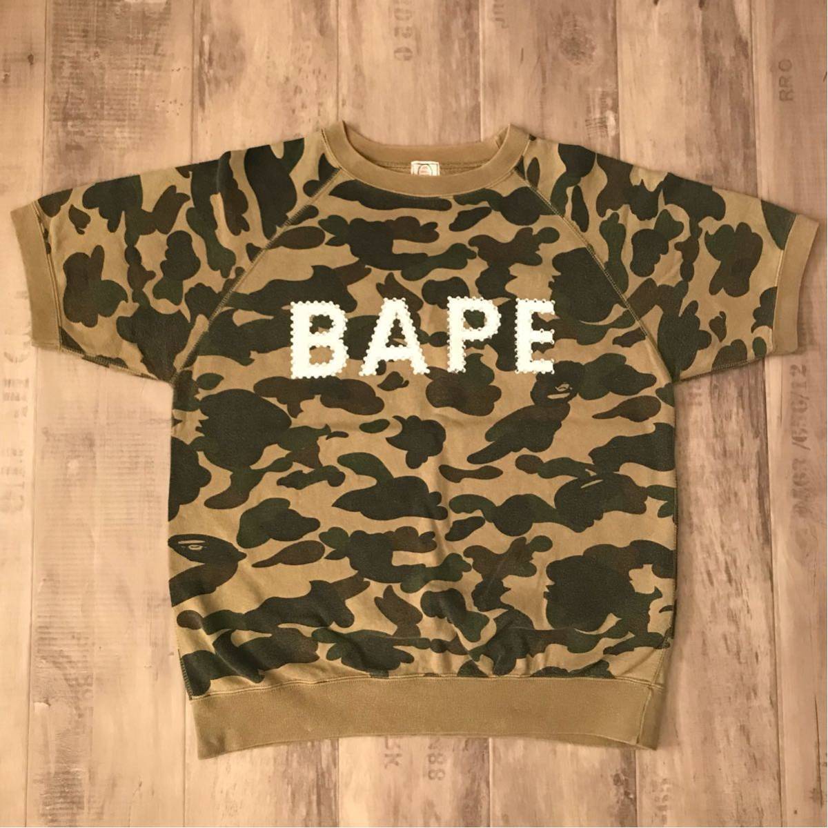 BAPE Swarovski BAPE logo short sleeve sweat shirt 1st camo A BAPE Swarovski BAPE logo short sleeve sweat shirt 1st camo A