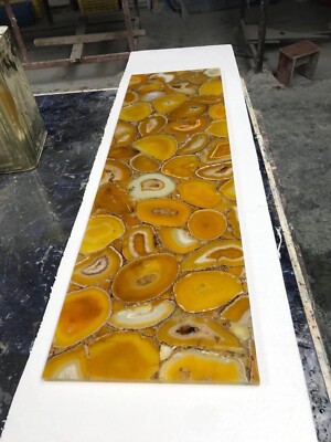 Yellow Agate Stone Kitchen Dine Table Geode Table Top Agate End Table ...
