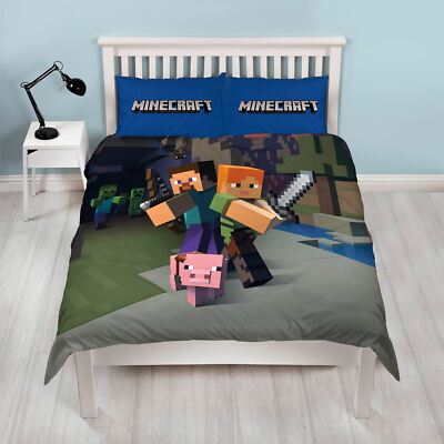 MINECRAFT DOUBLE DUVET COVER SET BOYS GIRLS 2 IN 1 DESIGN | eBay UK