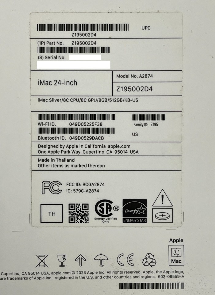 NEW Apple iMac 24" 4.5K 512GB SSD, M3, 8GB RAM Silver A2874 Brand New ...