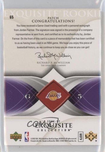 2006 Upper Deck Exquisite Collection /225 Jordan Farmar RPA Rookie Patch Auto RC | eBay
