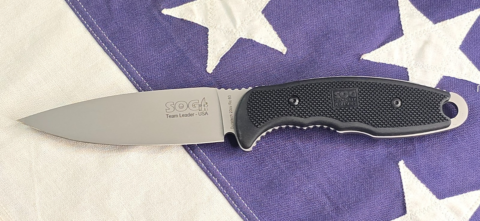 Vintage SOG USA TL-01 Team Leader Fixed Blade Knife DuraTech 20CV Blade ...
