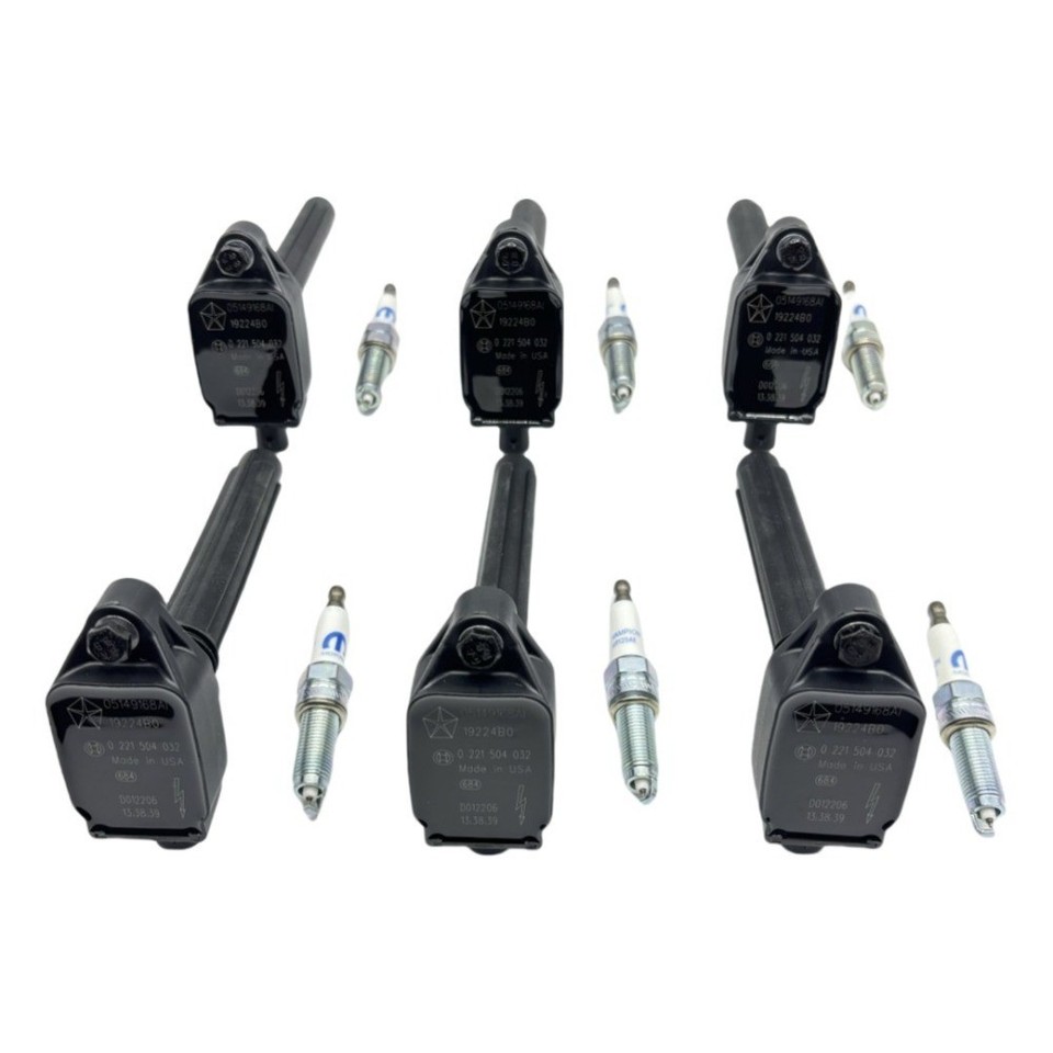 6 Pack Mopar Ignition Coils & Spark Plugs For Chrysler Jeep Dodge Ram 3 ...
