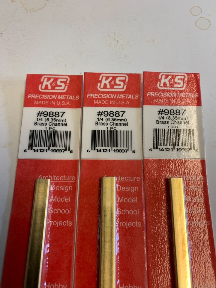 K&S Solid Brass C Channel 3 Pieces Packs 12" Long 12" wide x 1/4" Side ...