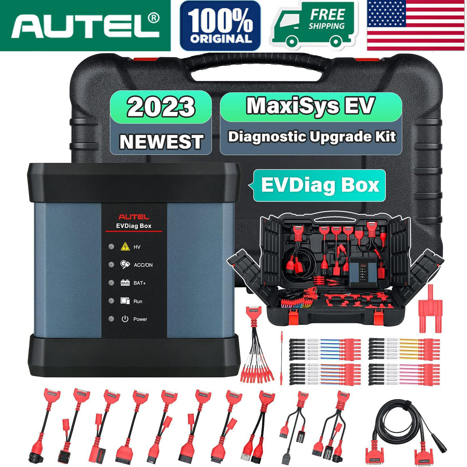 Autel MaxiSys EV Diagnostics Upgrade Kit EVDiag Box Breakout Leads ...