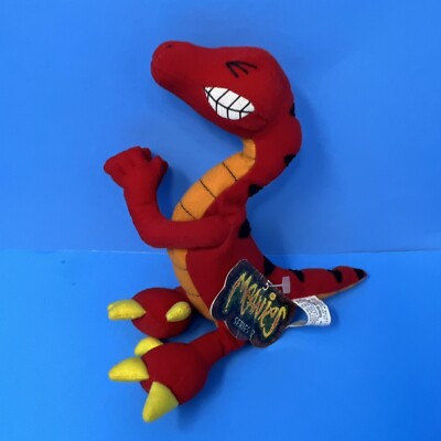 Vintage 1998 Meanies Series 7" Velociraptor Red Dinosaur Plush Stuffed ...