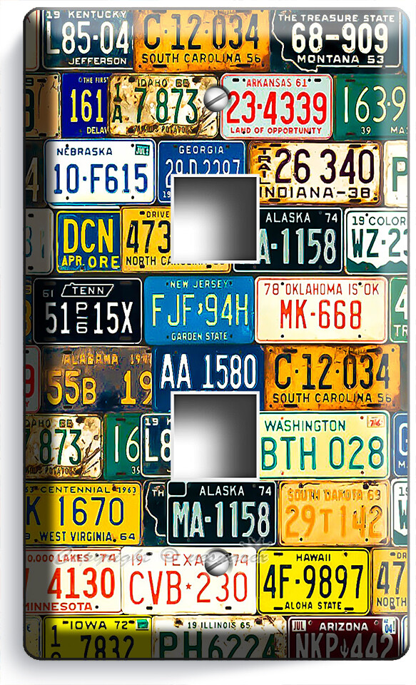 VINTAGE RUSTIC CAR PLATES LIGHT SWITCH OUTLET WALL PLATES GARAGE MAN ...
