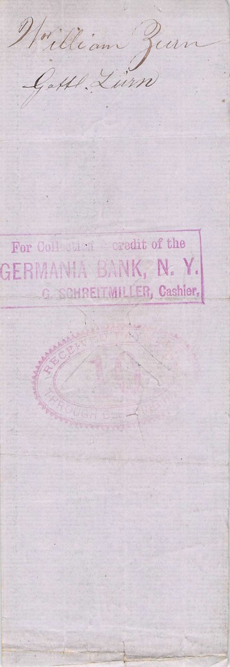 1874 PHILADELPHIA WILLIAM ZURN HEIRLOOM AUTOGRAPH BANK CHECK REVENUE ...