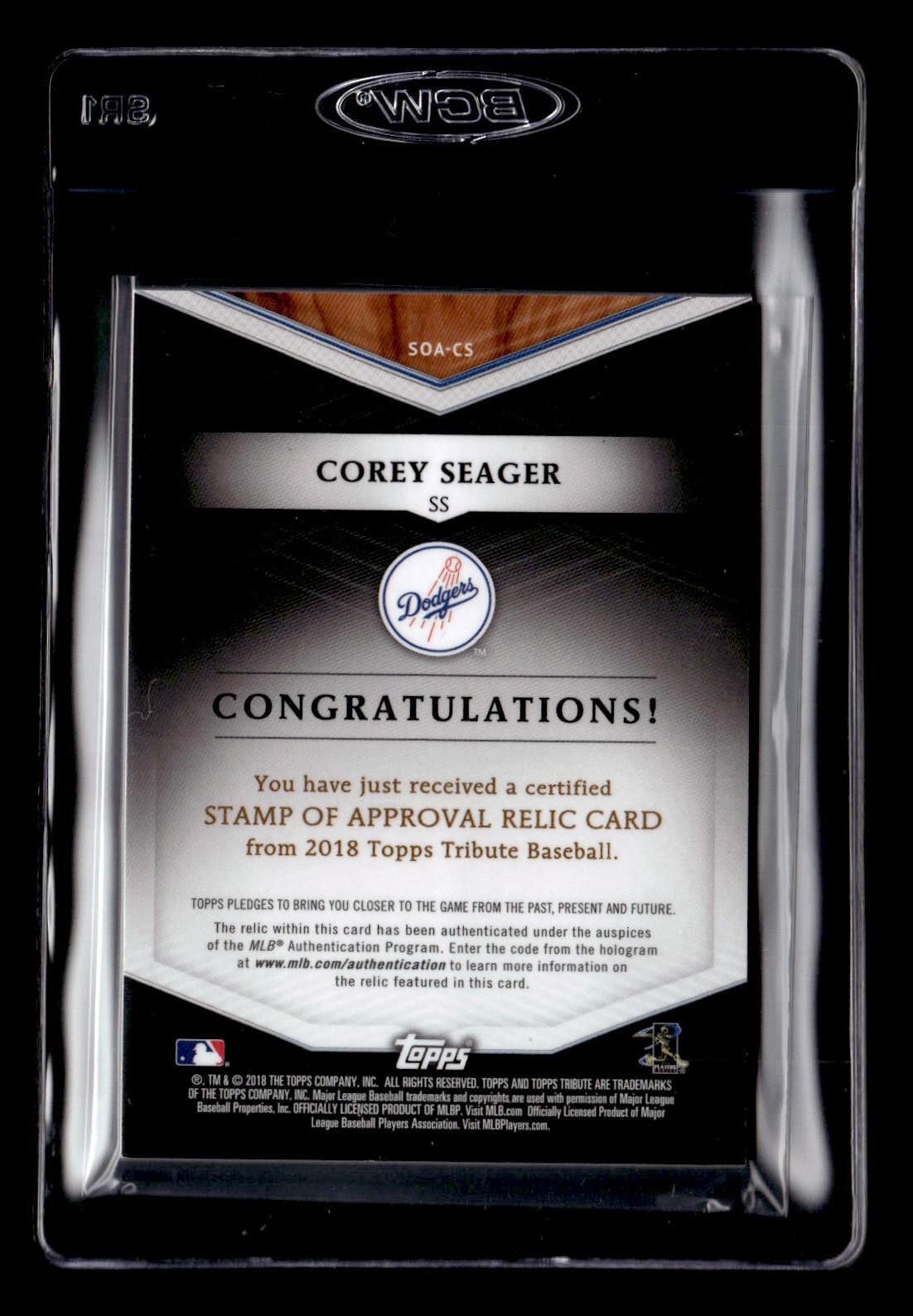 2018 Topps Tribute #SOA-CS Corey Seager Stamp of Approval Relics #/150 ...