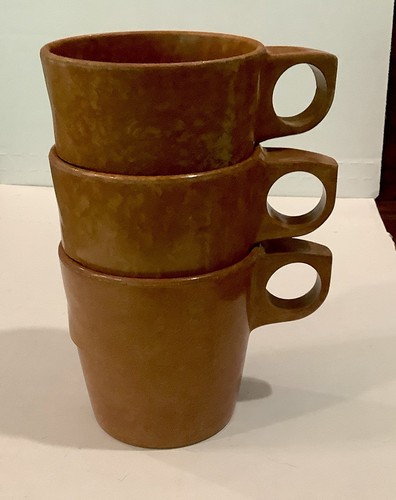 US Military 1960 & 1964 Halsey Mess Hall Brown Melamine Cups Set (3) | eBay