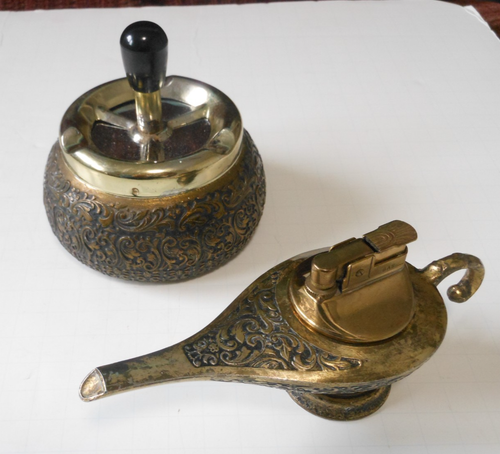 VINTAGE SET OF 1- ALADDIN LAMP LIGHTER AND MATCHING ASHTRAY | eBay