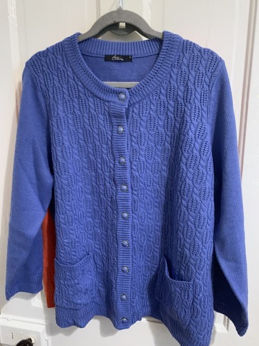 BM Collection Dark Lilac Cardigan with Pockets Size L 16 18 | eBay UK