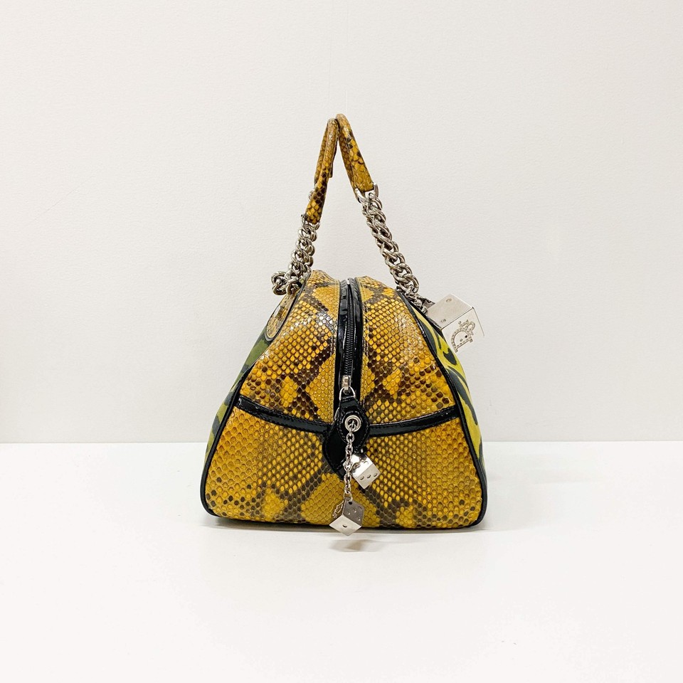 DIOR Gambler Dice Leopard Print Canvas & Embossed Leather Handbag | eBay