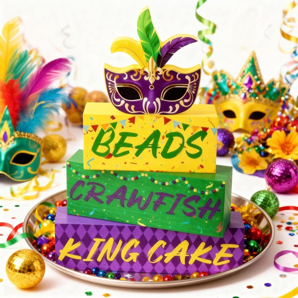 Mardi Gras Table Decorations, Mardi Gras Wooden Table Centerpieces, New ...