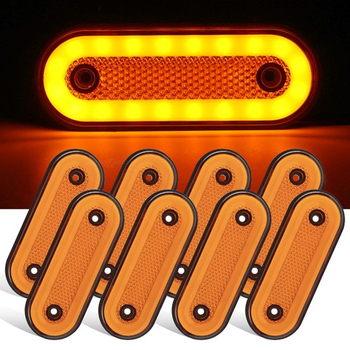 8x Side Marker Light Oval 20 LED Amber Indicator Lamp Orange Lorry ...