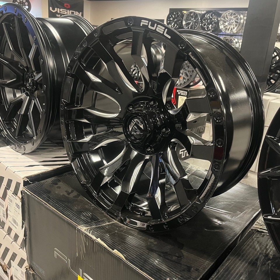4 Fuel D673 Blitz 20" Gloss Black Milled Wheel Rims 20x9 8x6.5 Ram 2500 ...