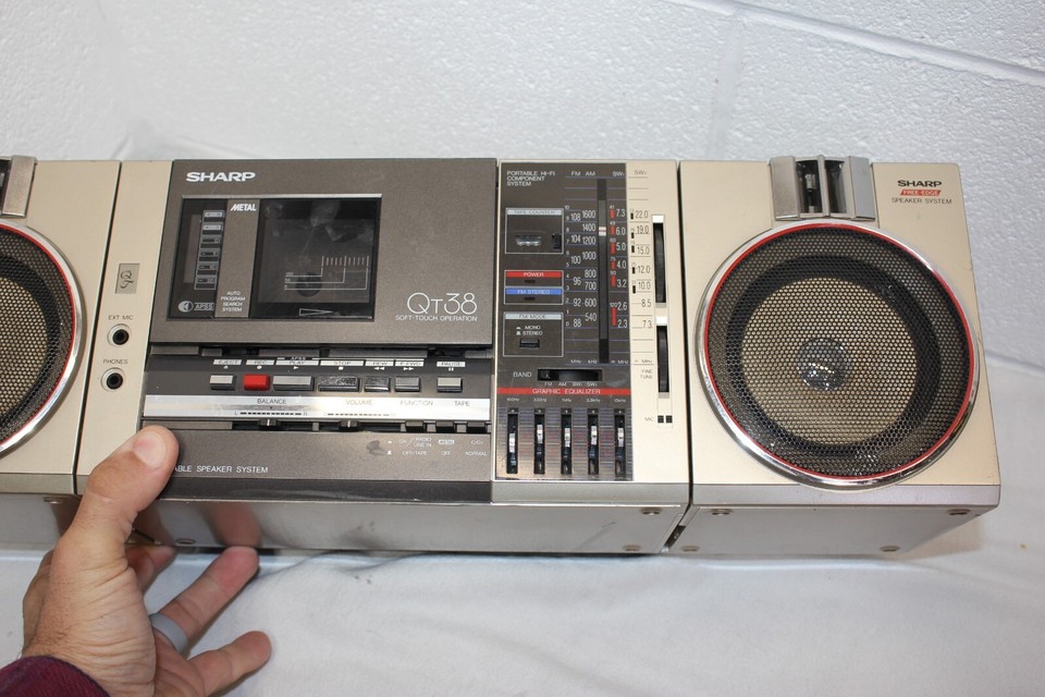 Vintage Sharp QT38 Stereo Cassette Radio Boombox, WORKS, but needs new ...