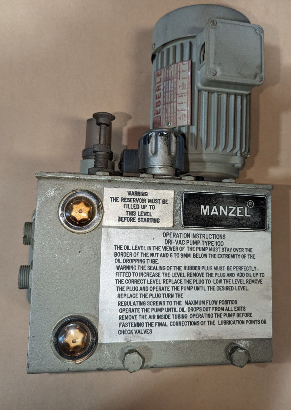Manzel Dri-Vac Pump Lubrication Oil Pump Machine Oiler Eberle 1/3 hp ...