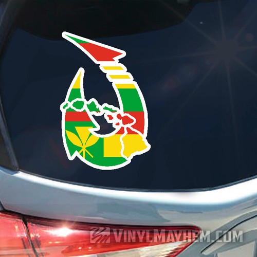 Hawaiian Kanaka Maoli Islands Fish Hook sticker decal Hawaii native ...