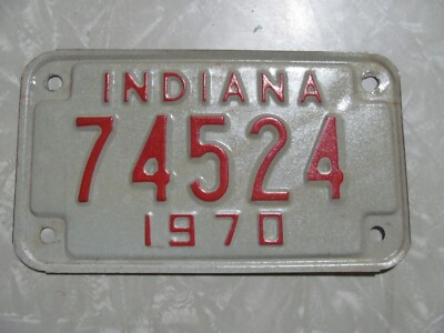 1970 INDIANA MOTORCYCLE LICENSE PLATE FREE SHIPPING SEE MY OTHER PLATES ...