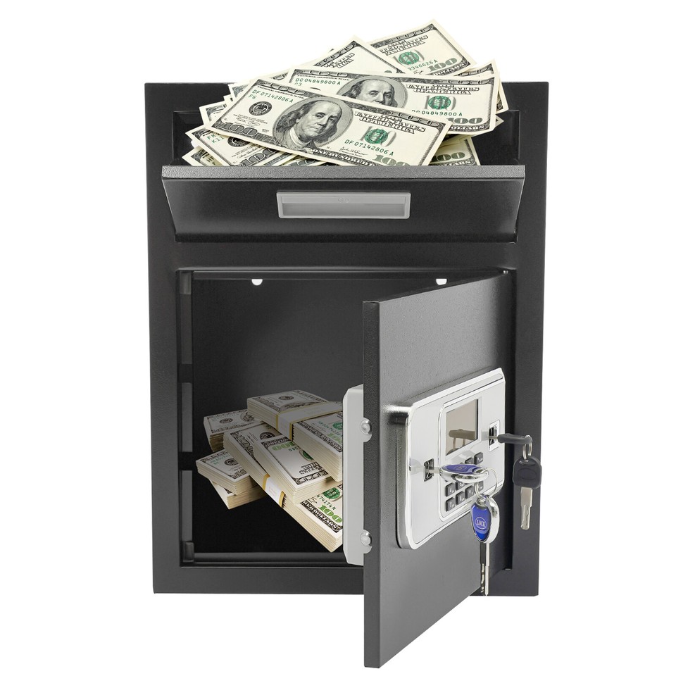 Digital Safe Box Deposit Safe with Drop Slot Passwords & Keys For Home ...
