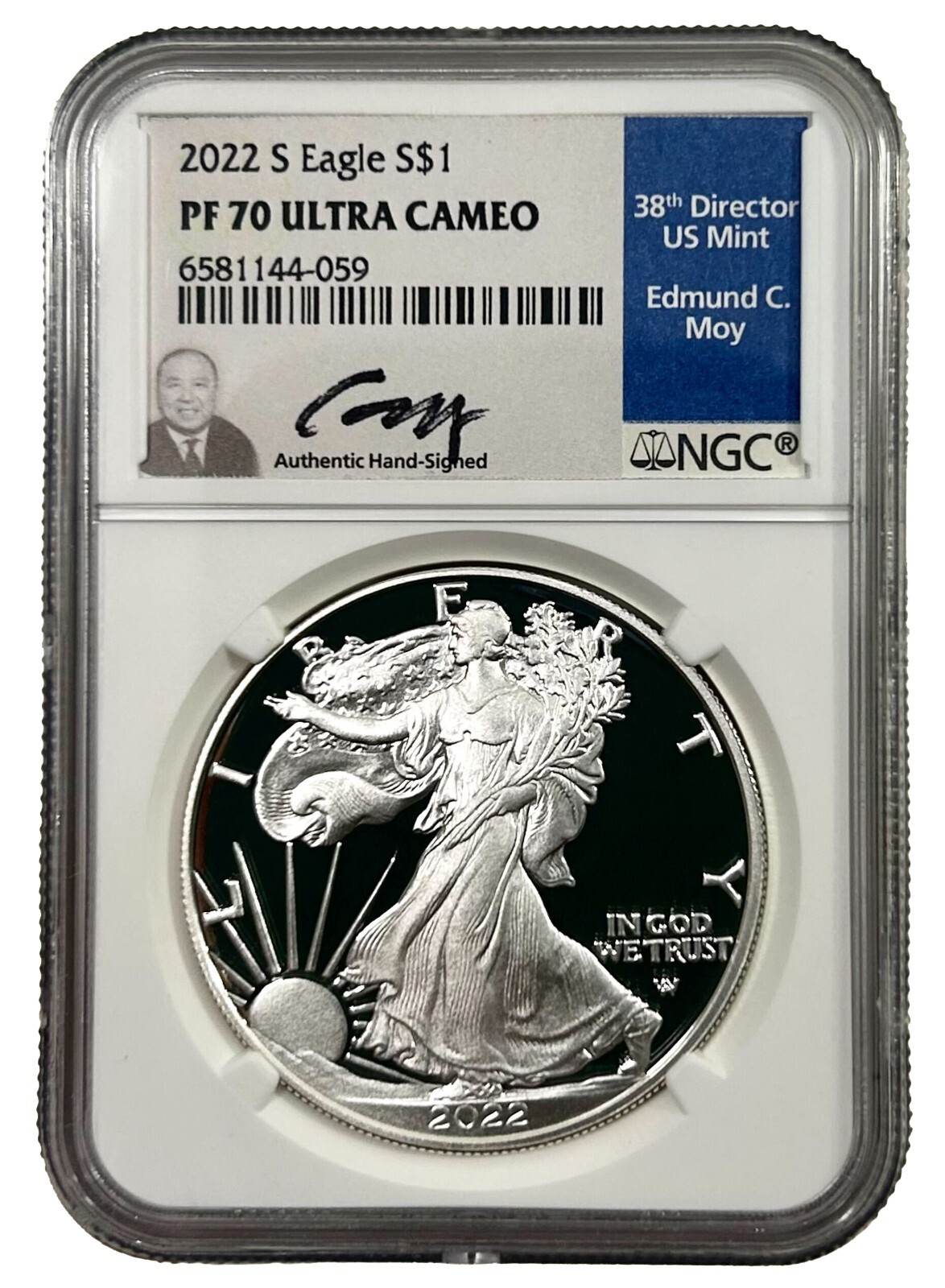 2022-S $1 Proof American Silver Eagle NGC PF70 Ultra Cameo Moy Signed ...