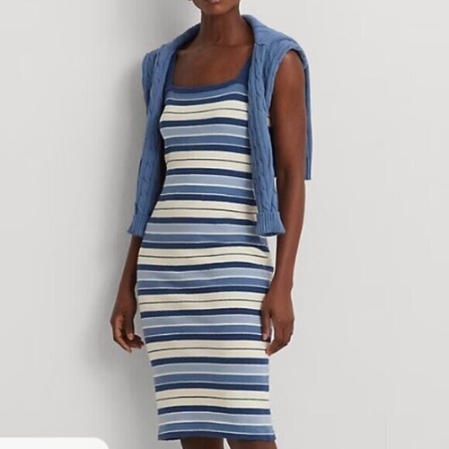 NEW Lauren Ralph Lauren Womens XL Striped Tank Slip Knit Dress ...