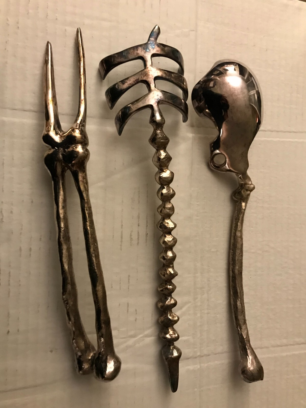 MICHAEL ARAM BONEWARE SKELETON BONE FORK SPOON TONG SERVING SET 3 Pieces | eBay