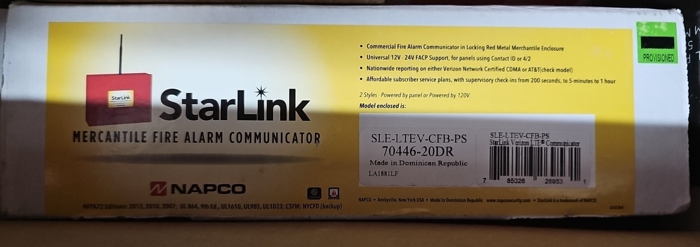 NAPCO Starlink Fire Alarm Communicator SLE-LTEA-CFB-PS NIB | eBay