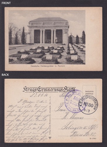 GERMANY 1916, Field postcard, German graves in Namen, WWI | eBay