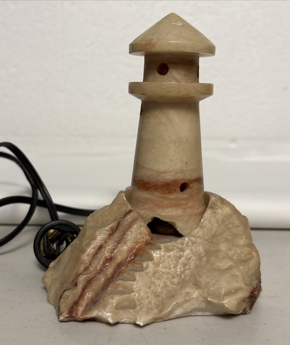 Vintage Alabaster Lighthouse Lamp Night Light Cream Beige 7” | eBay
