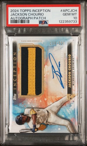 2024 Topps Inception Jackson Chourio Rookie Patch Auto RPA /200 PSA 10 ...