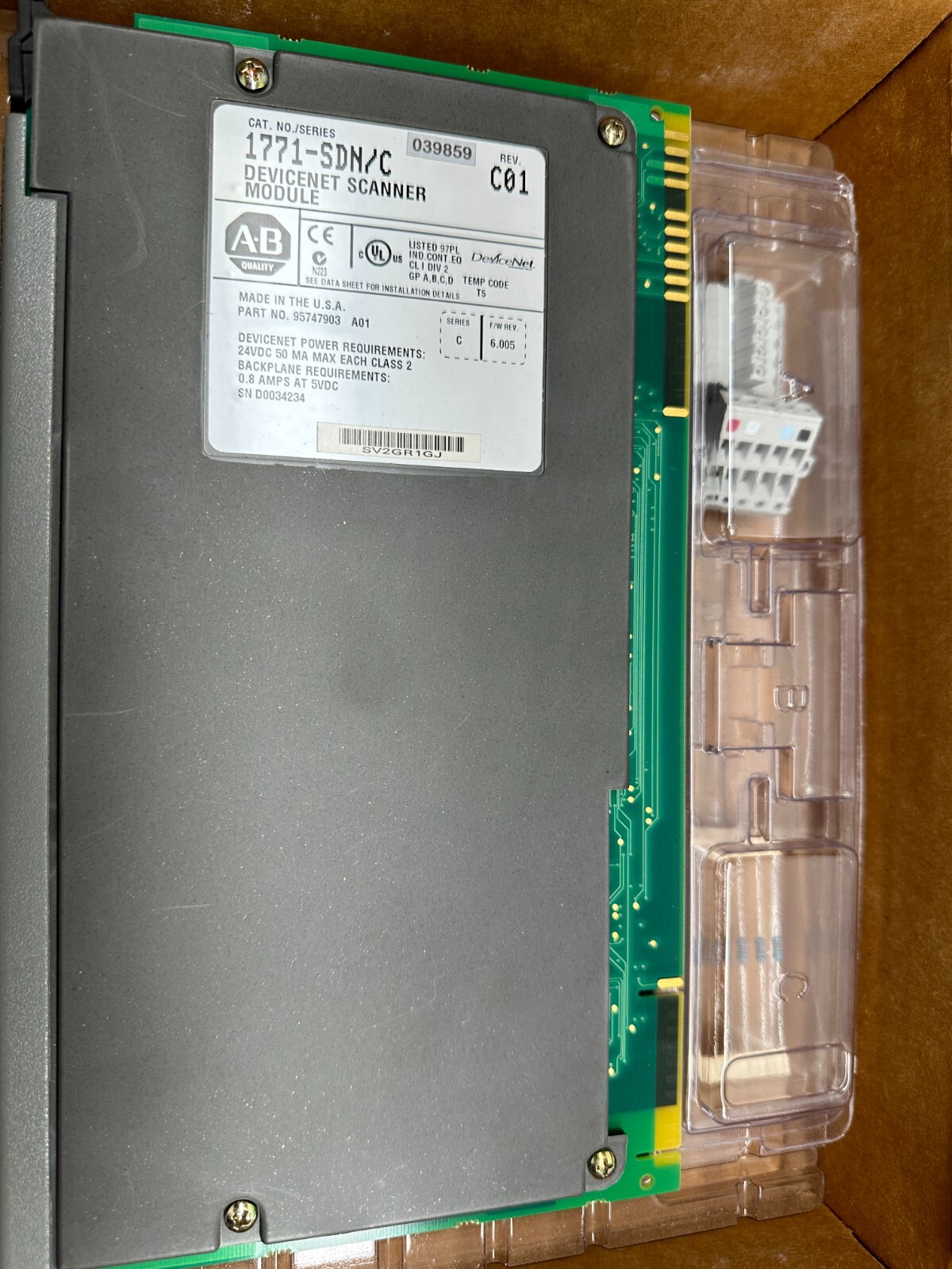 ALLEN BRADLEY SCANNER MODULE 1771-SDN/C REV E01 USED | eBay