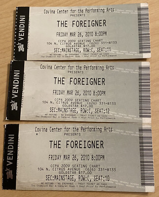 (3) Vintage FOREIGNER Ticket Stub Concert 2010 So California Rock Show ...