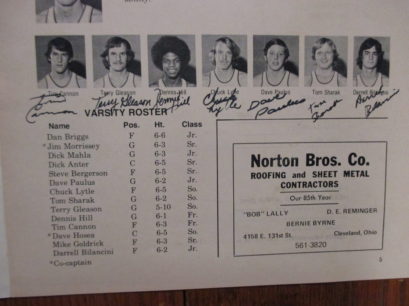 1974 John Carroll Mens Basketball Program(15 Sign/ED JANKA/JIM ...