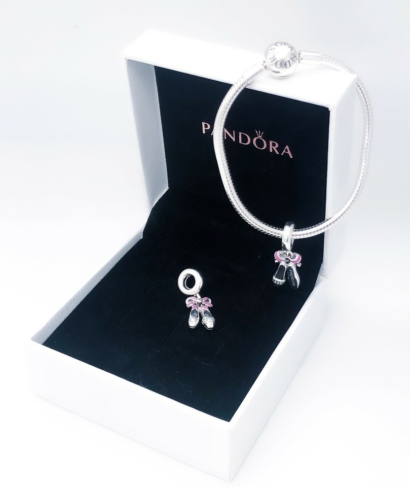 NEW Authentic PANDORA 925 Ale Silver Punk Ballerina Shoes Charm Pendant ...