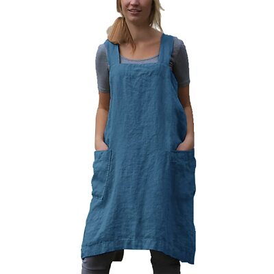 Japanese Aprons Plus Size Smock for Women with Pockets Cross Back ...