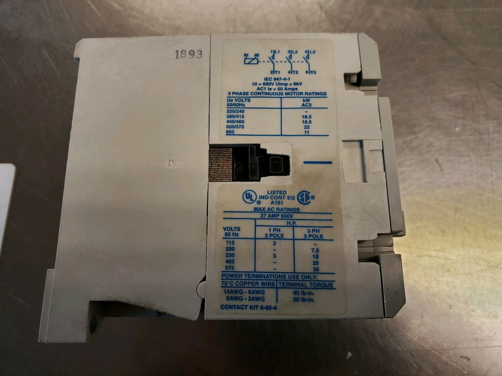 EATON CUTLER HAMMER CE15GN3BB 220/240V Size G Contactor 37 Amp CE15GN3 ...