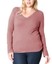 Plus Size Basic Casual Cotton Blend V-Neck Long Sleeve T-Shirt Top 1X ...