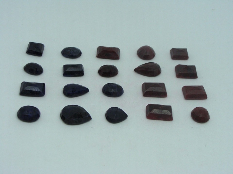 220Carats 20 Pieces Mix Ruby Sapphire Color Enhanced Gemstones Pack Lot ...