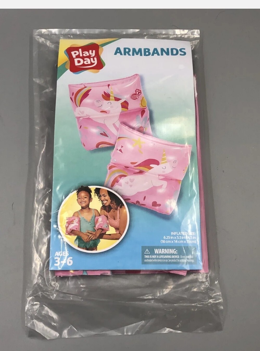 Play Day Kids Inflatable Unicorn Printed Armbands Floaties in Pink Ages ...