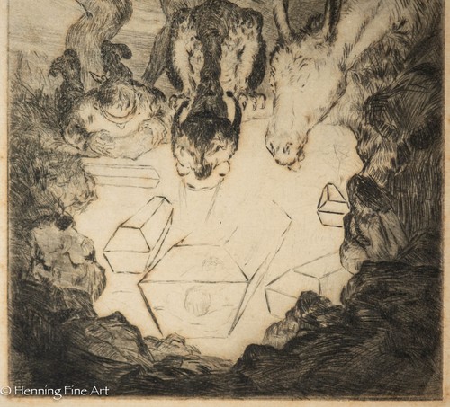 Beautiful Franz Beck Antique German Etching From Nightmarish Portfolio ...