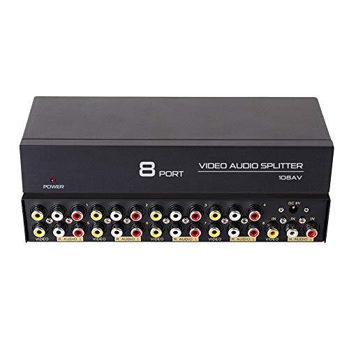 Powered 8 Way 3 RCA Splitter Box 1 in 8 Out Composite Video Audio ...