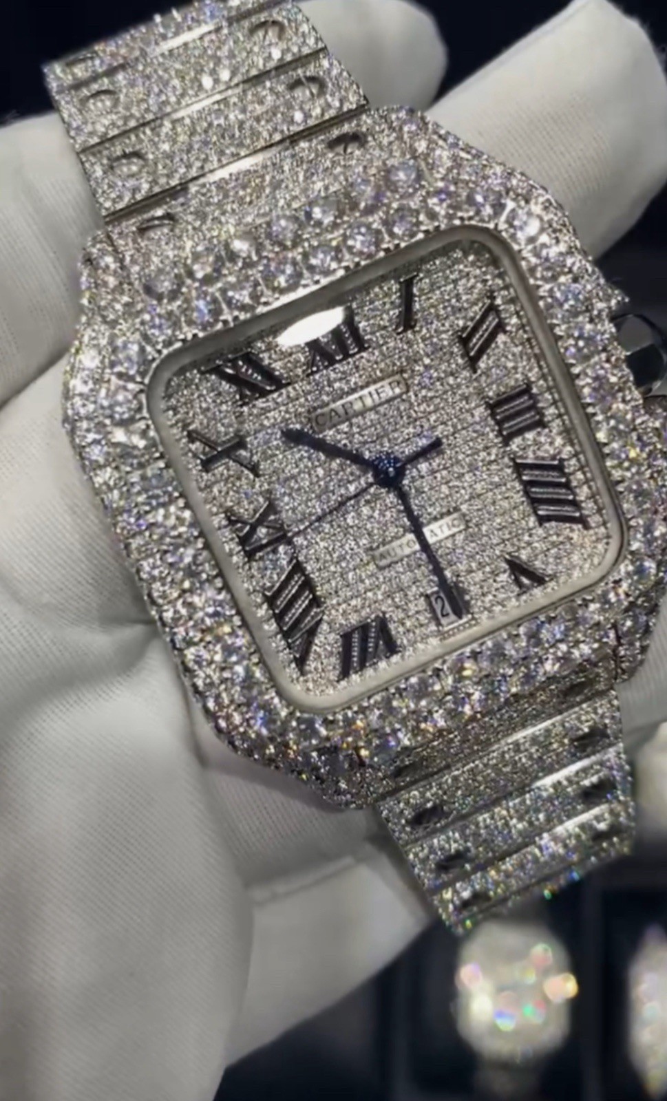 Cartier VVS Lab Diamond Watch . Passes Diamond Tester With box/paper | eBay