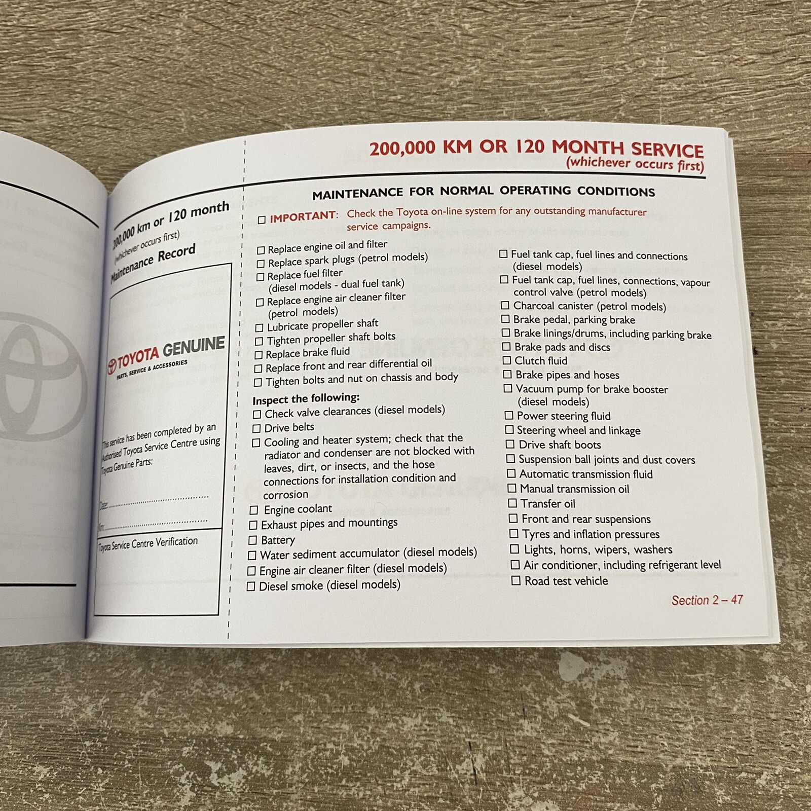 120 SERIES TOYOTA LAND CRUISER PRADO SERVICE LOG BOOK BOOKLET | eBay