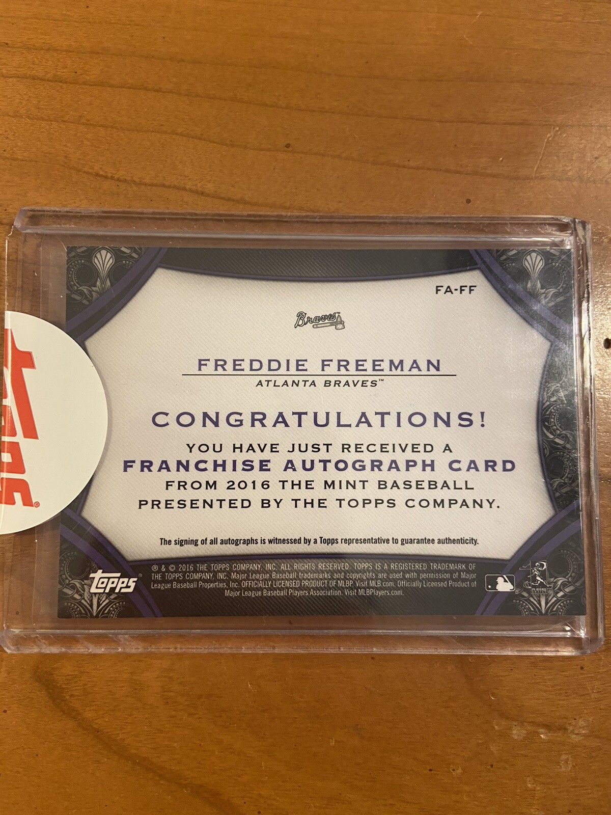 2016 Topps The Mint - Franchise Autographs #FA-FF Freddie Freeman /99 ...