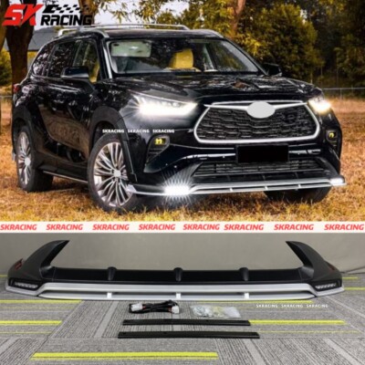 ABS Black + Sliver Front Bumper Lip Body kits For Toyota Highlander ...