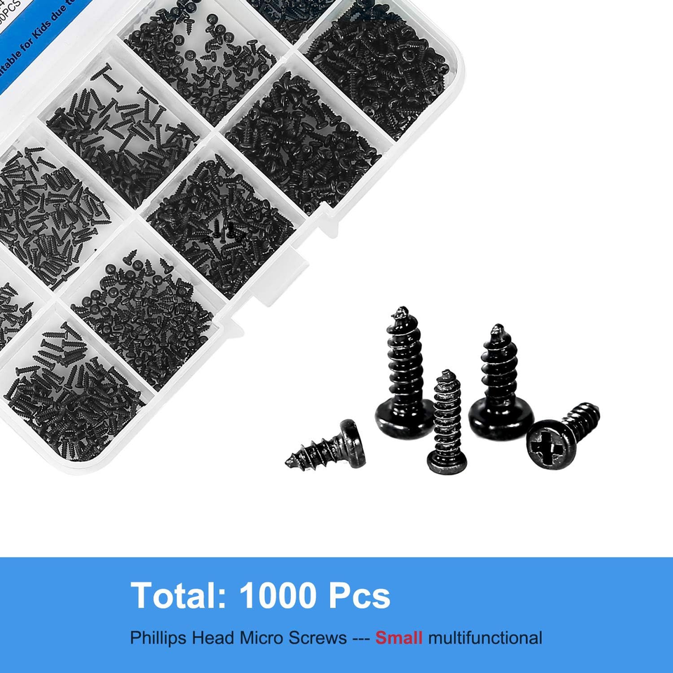 Pack of 1000 Small Multi-Purpose Self-Tapping Electronic Screws ...