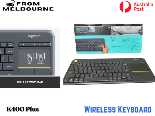Wireless Keyboard Logitech K400 Plus Touch Pad Mouse Combo TV PC Laptop ...