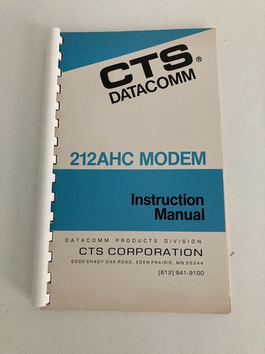 CTS DataComm 212 AHC External Modem Instruction Manual | eBay